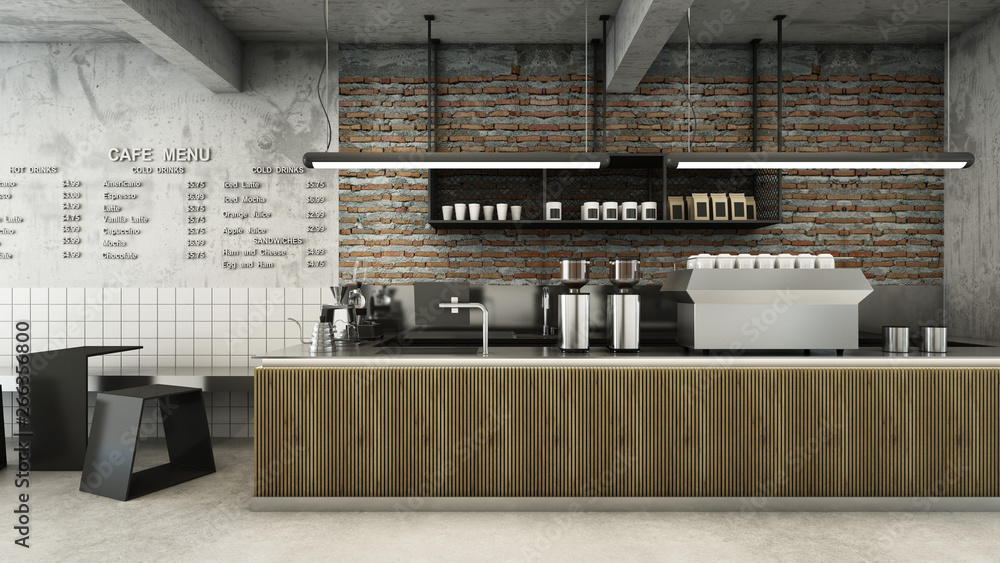 Cafe shop Restaurant design Minimalist Loft,Counter wood slat,Top ...