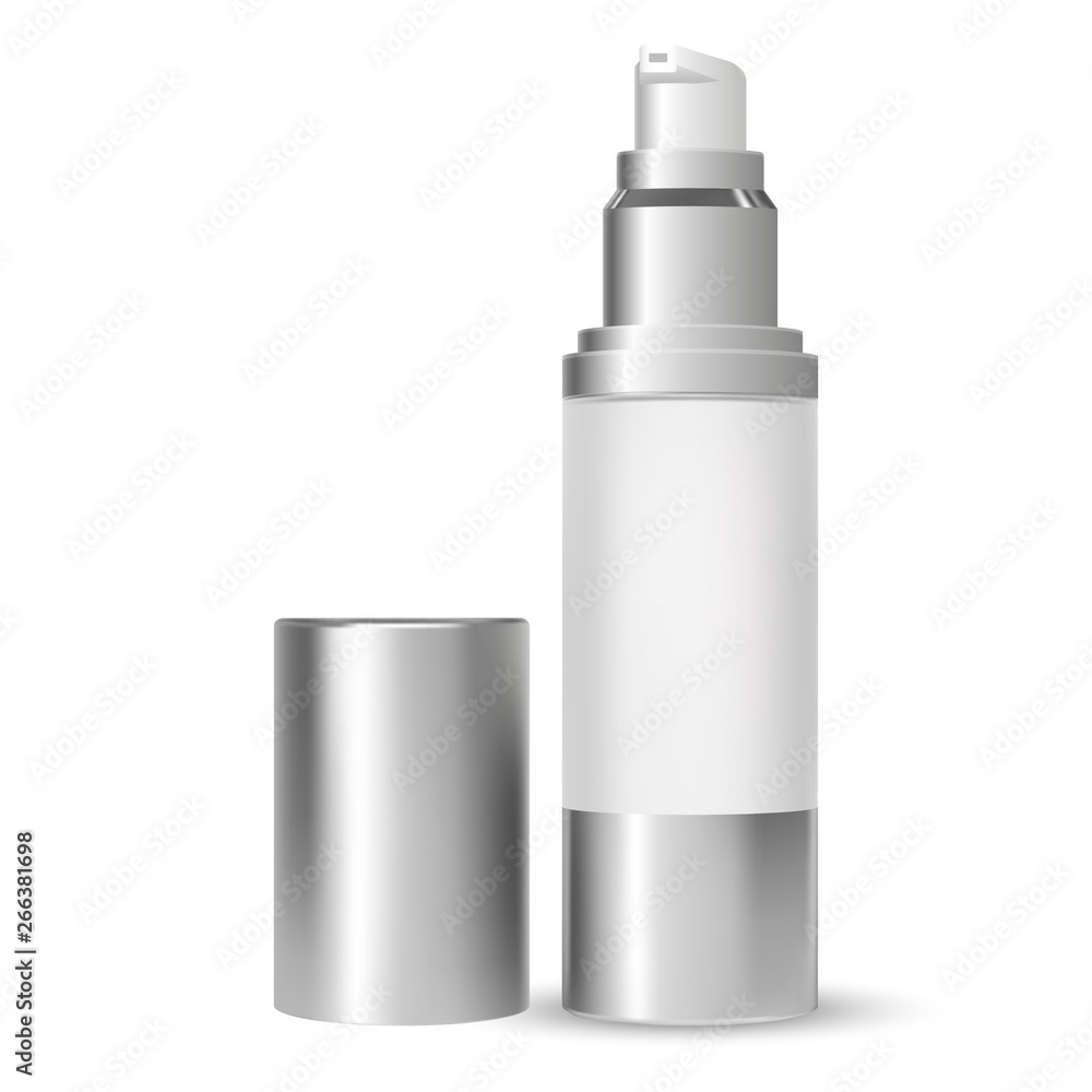 Pump Bottle. Beauty Cosmetic Container. 3d Vector illustration. White ...