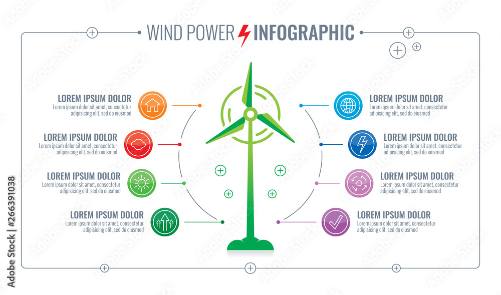 wind power infographic. wind energy and symbols infographic ...