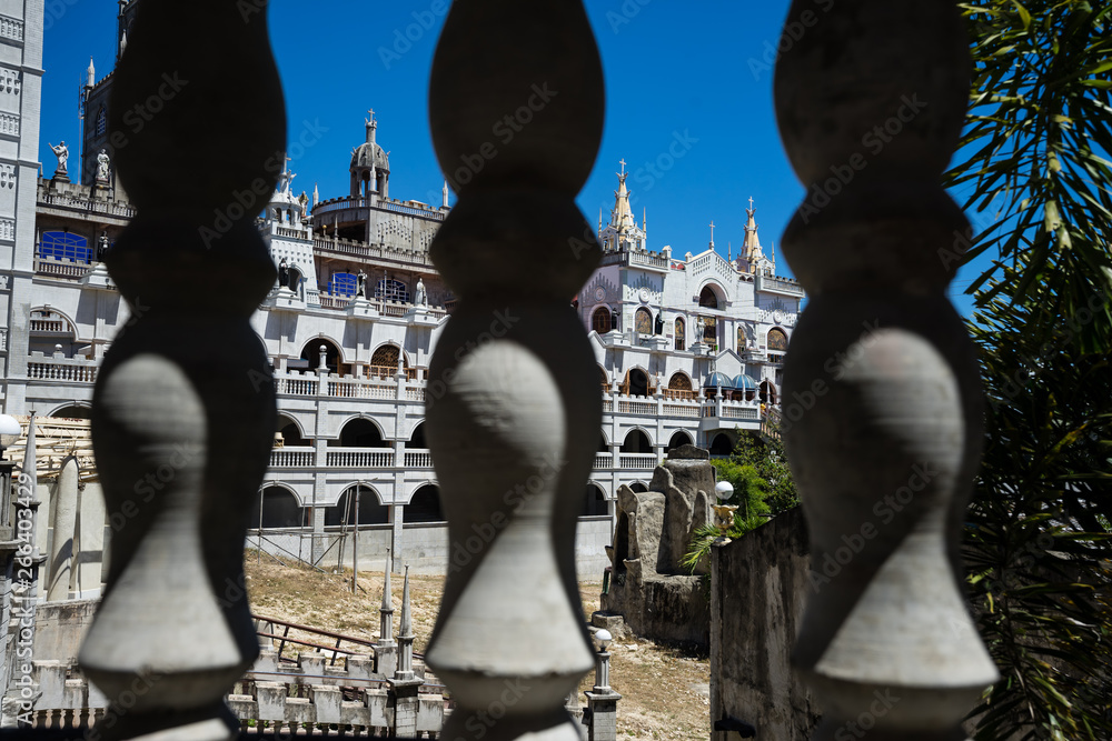 Focus on columns in Monastery of the Holy Eucharist or Simala Shrine or ...