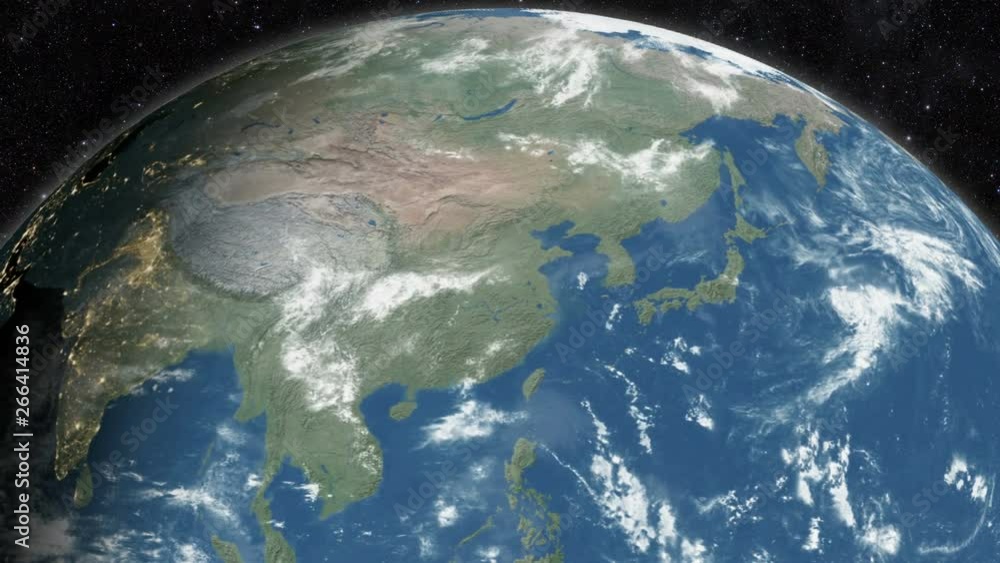 Planet earth from space. Day to night world globe spinning slowly ...