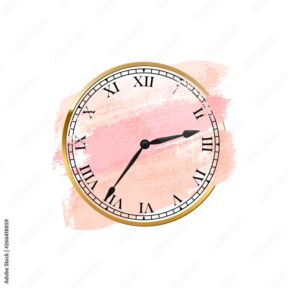 Round clock with golden frame realistic vector illustration Stock ...