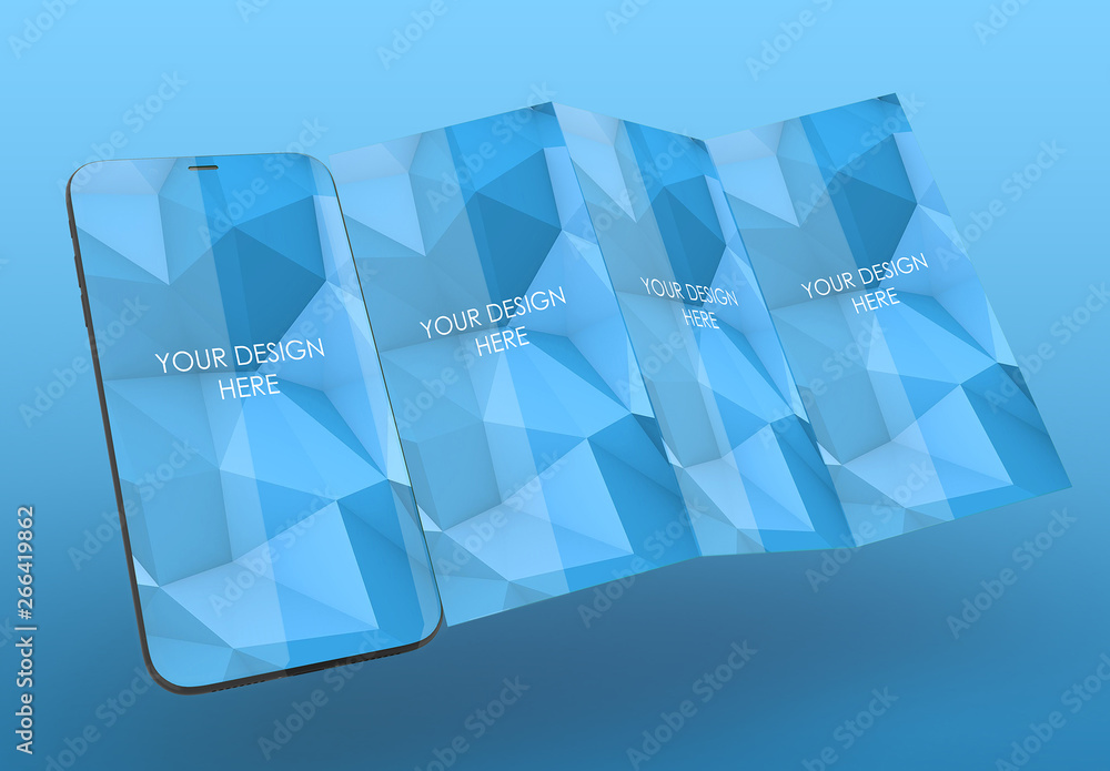 Smartphone with Unfolding Paper Element Mockup Stock Template | Adobe Stock