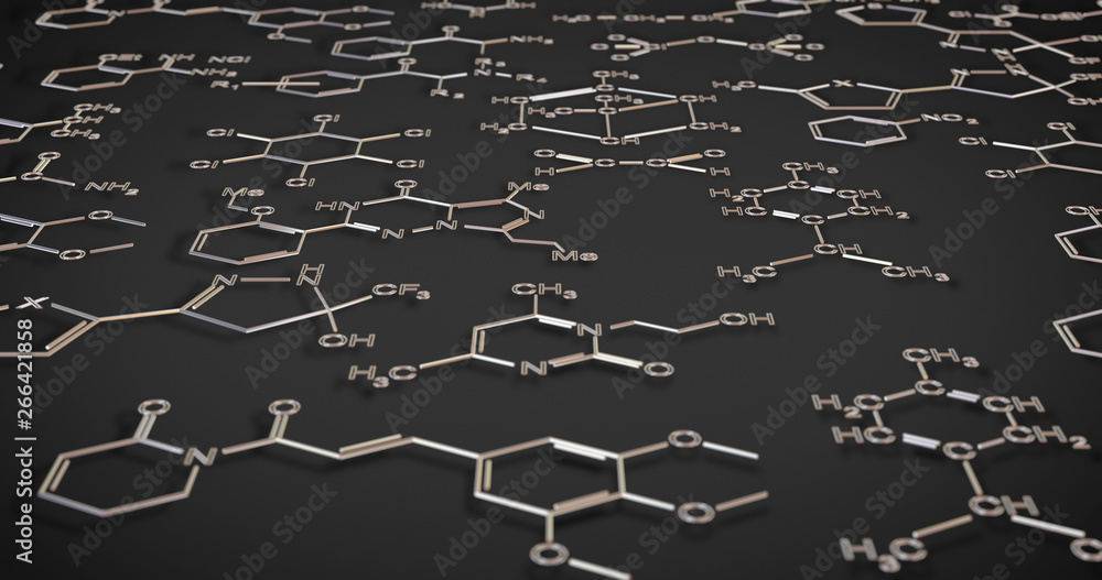 Molecular biology structures of organic chemistry. View over models of ...