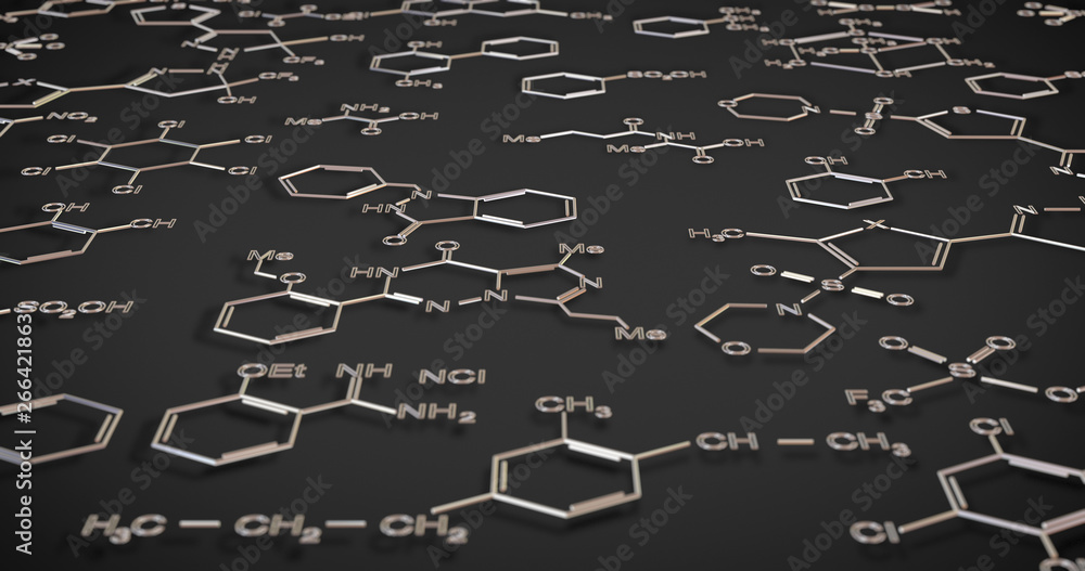 Molecular biology structures of organic chemistry. View over models of ...