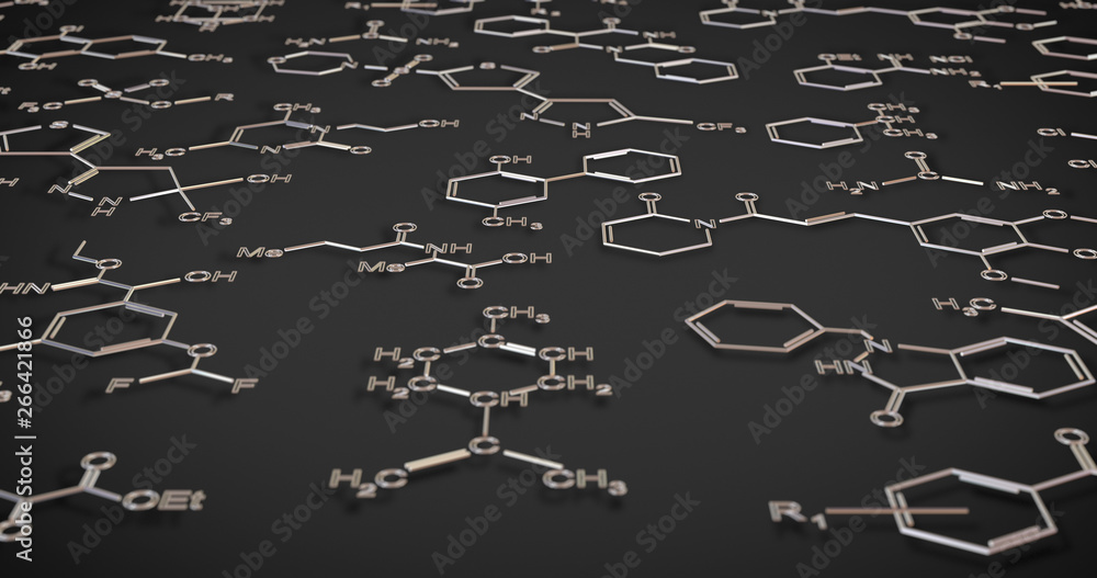Molecular biology structures of organic chemistry. View over models of ...