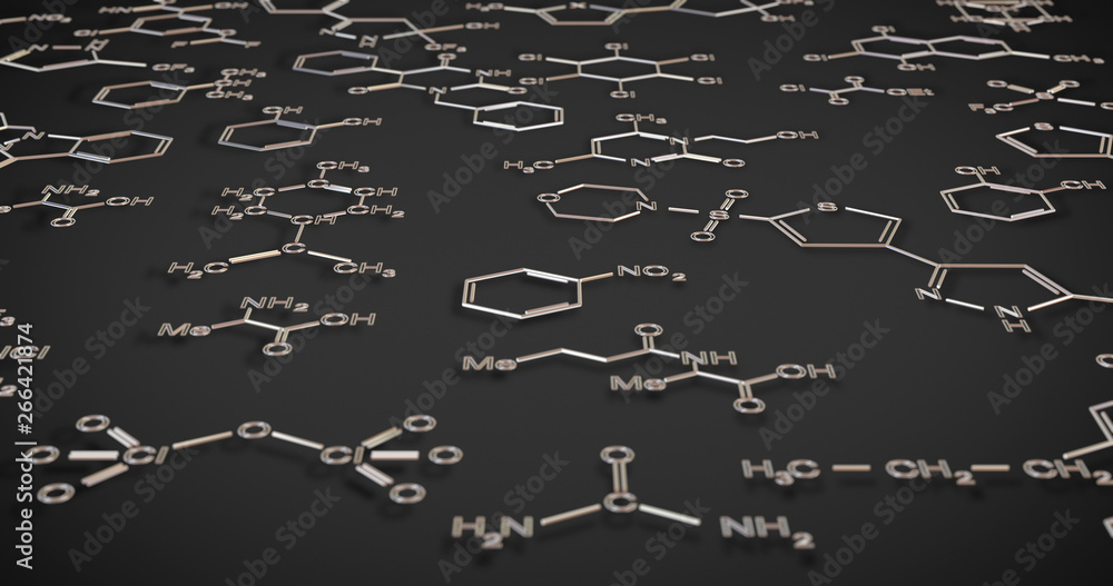 Molecular biology structures of organic chemistry. View over models of ...