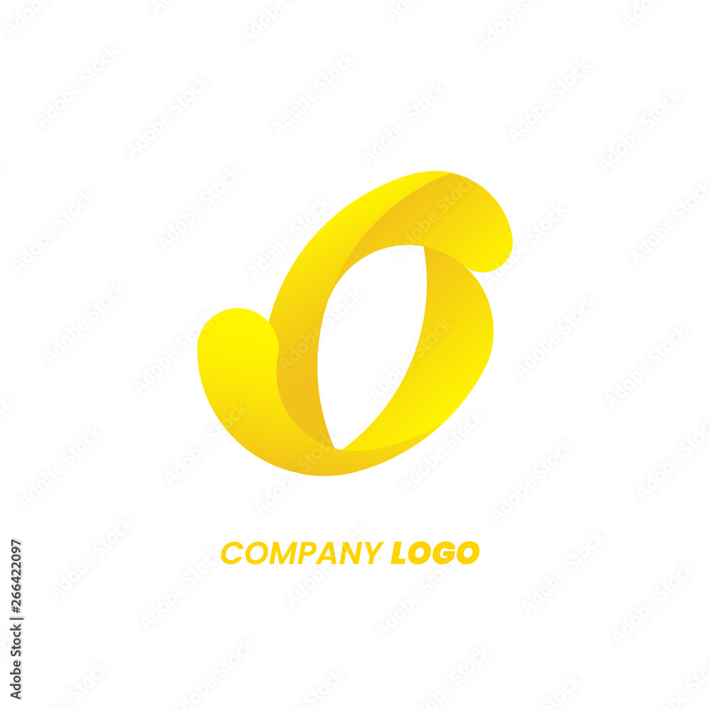 O letter yellow logo design, abstract swirl gradient sharp. Futuristic ...