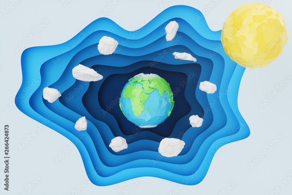 Abstract paper cut background with Earth concept. Paper carving effect ...