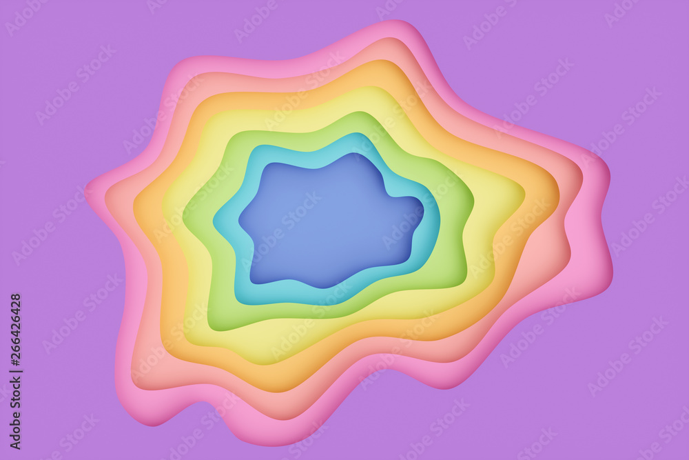 Abstract paper cut background, rainbow colors, pastel colors. 3D pastel ...