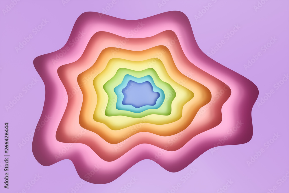 Abstract paper cut background, rainbow colors, pastel colors. 3D pastel ...