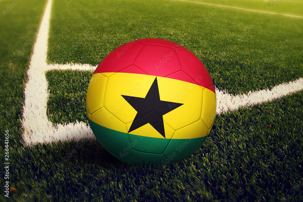 Ghana ball on corner kick position, soccer field background. National ...
