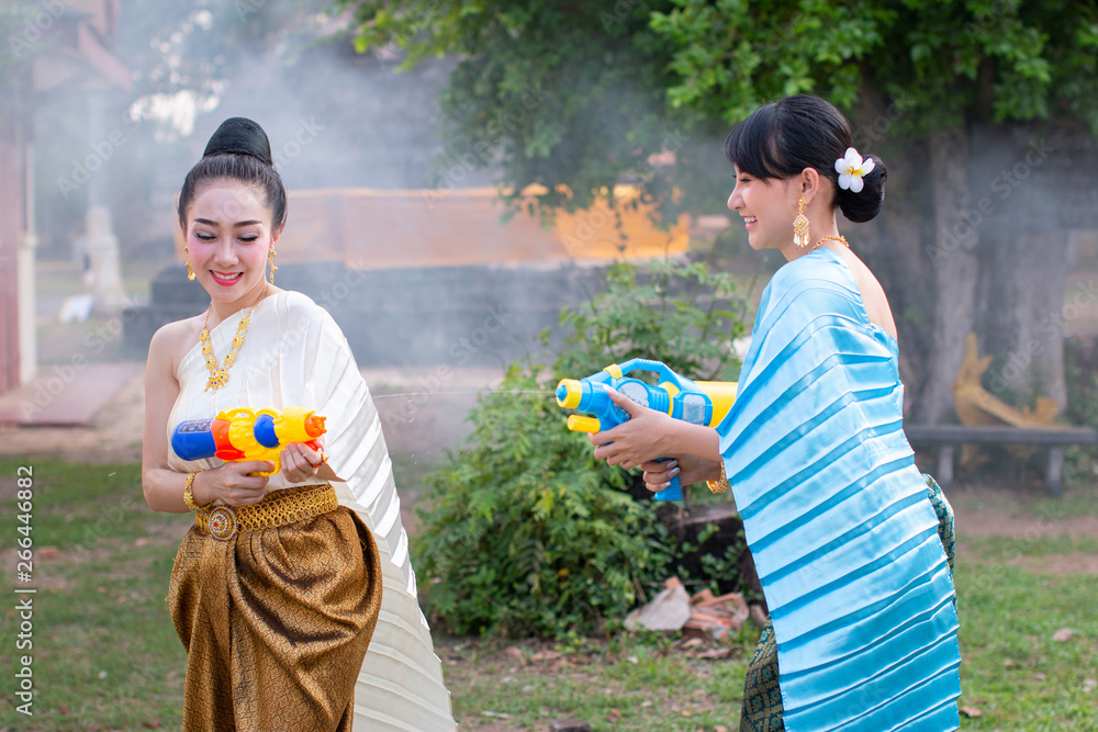 Beautiful Thai girl in Thai costume,Asian woman wearing traditional ...