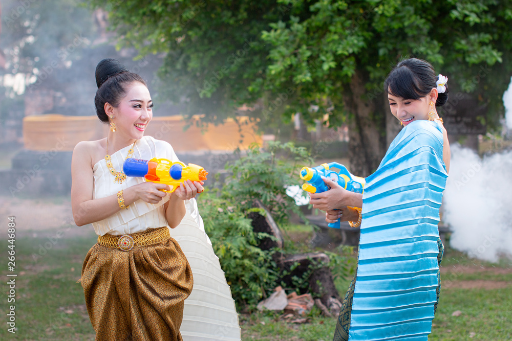 Beautiful Thai girl in Thai costume,Asian woman wearing traditional ...