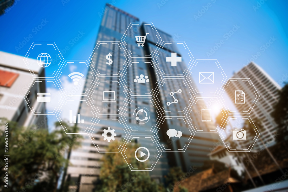 Smart city data Management Platform with virtual interface graphic ...