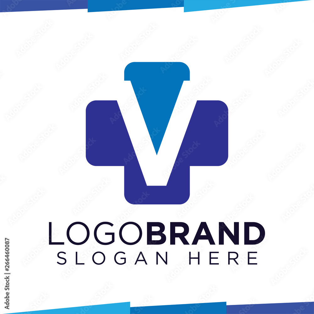 V Initial Letter cross medical logo vector template Stock Vector ...