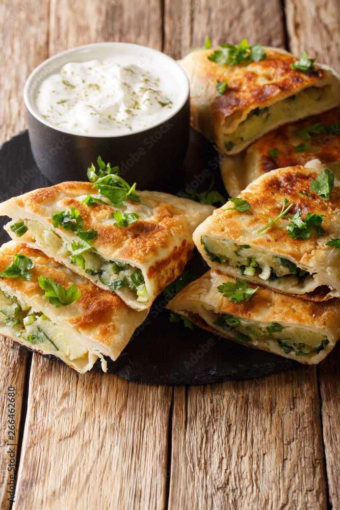 Bolani flat-bread from Afghanistan, baked or fried with a vegetable ...