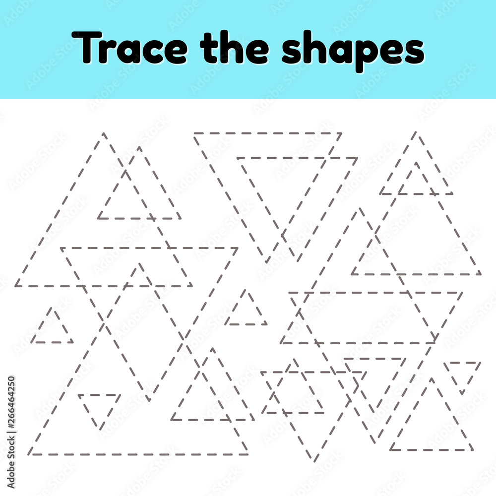Vector Illustration Educational Tracing Worksheet For Kids