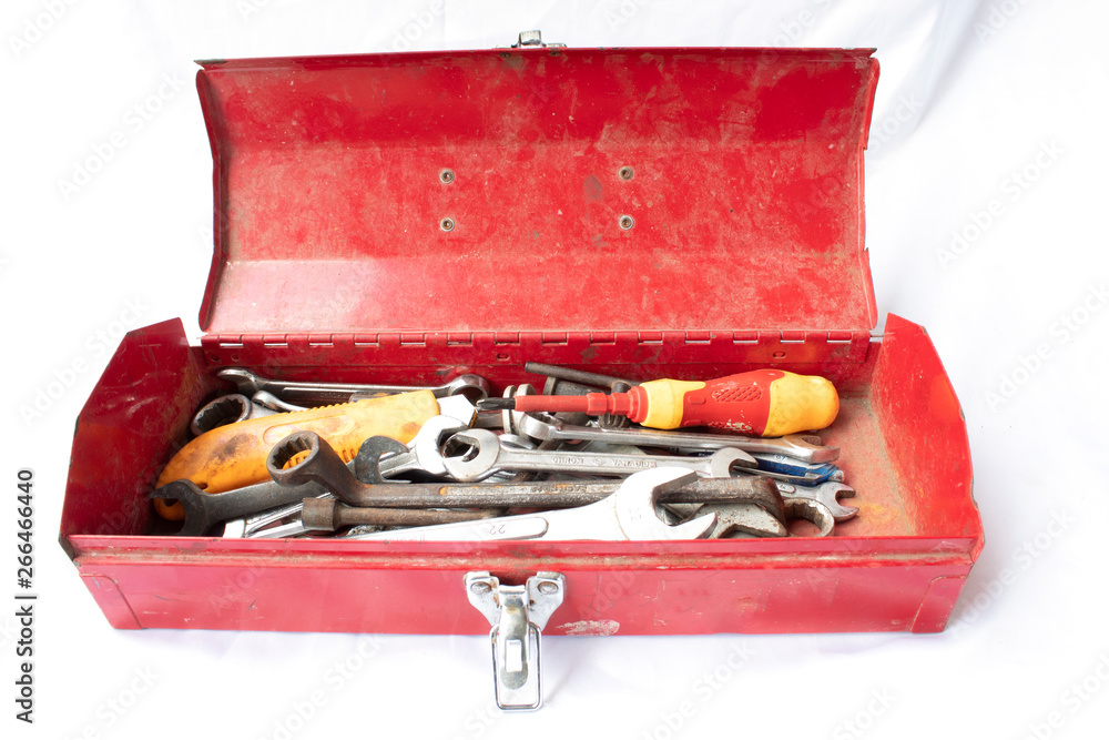 toolbox with tools isolated on white background Stock Photo | Adobe Stock