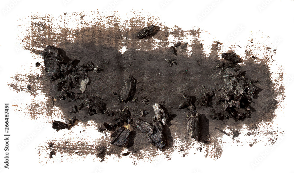 Black coal texture paint stain brush stroke, hand painted, isolated on white background. EPS10 ...