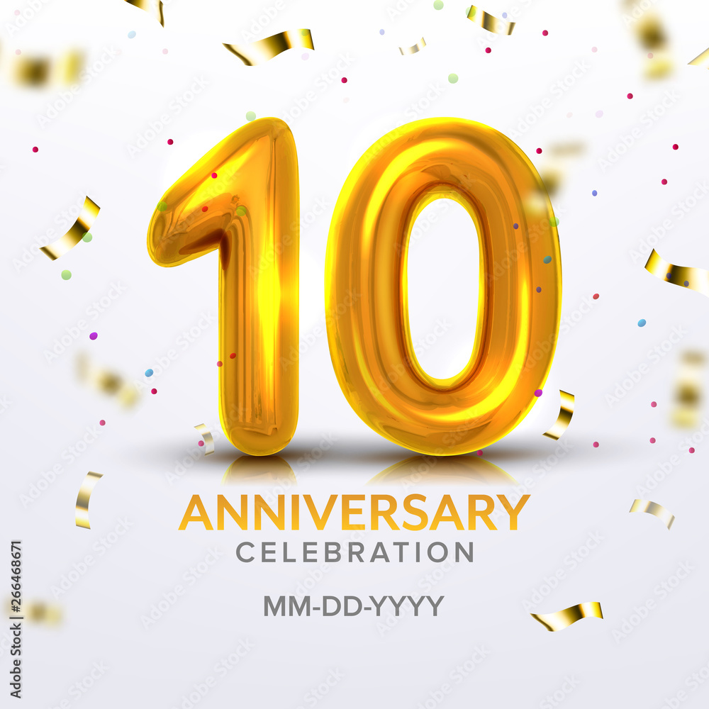 Tenth Anniversary Birth Celebration Number Vector. Postcard With ...