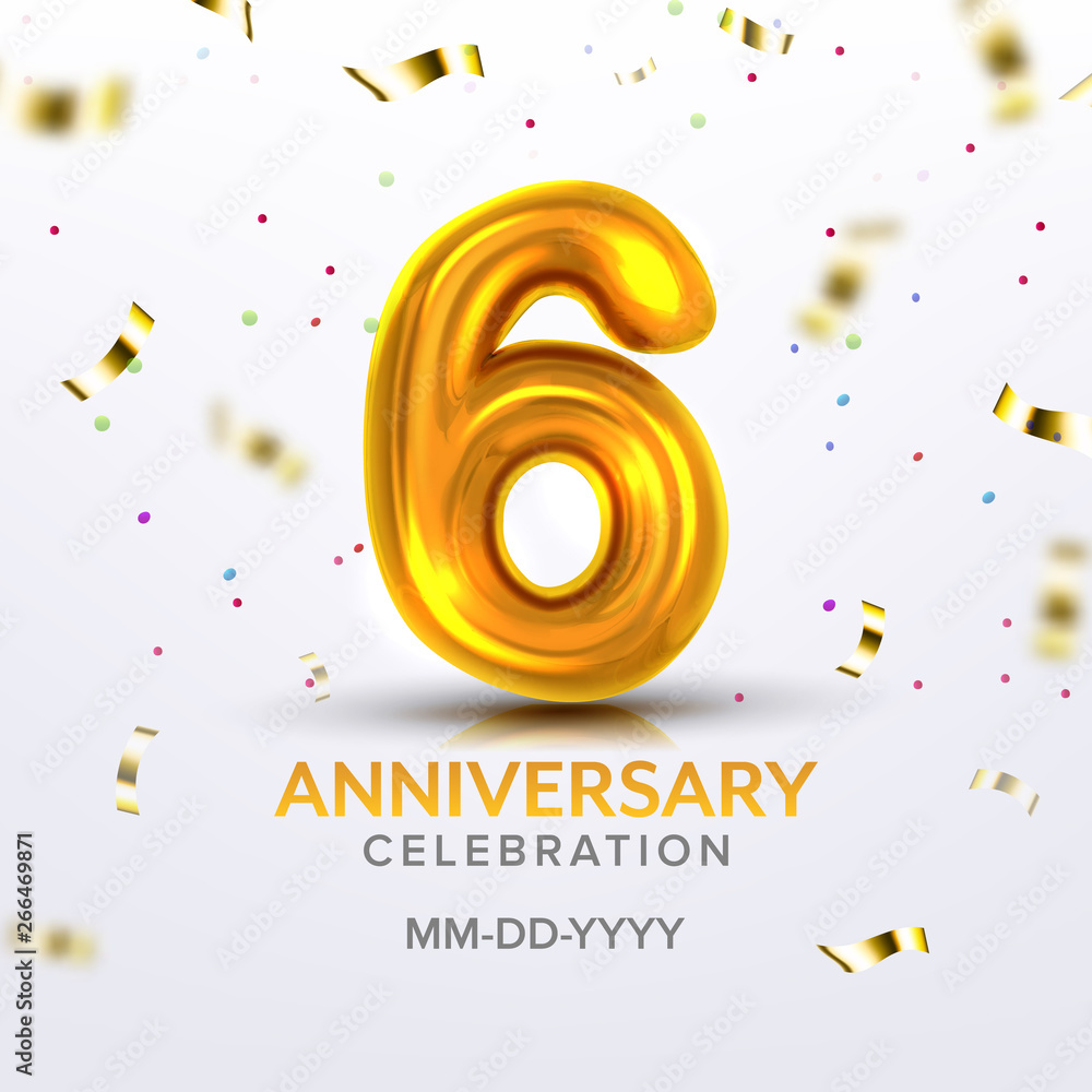 Sixth Anniversary Birth Celebration Number Vector. Invitation Banner ...