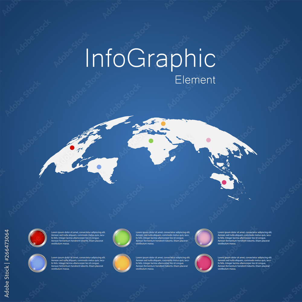 Infographic Design With World Map Element, Business Concept, used for ...