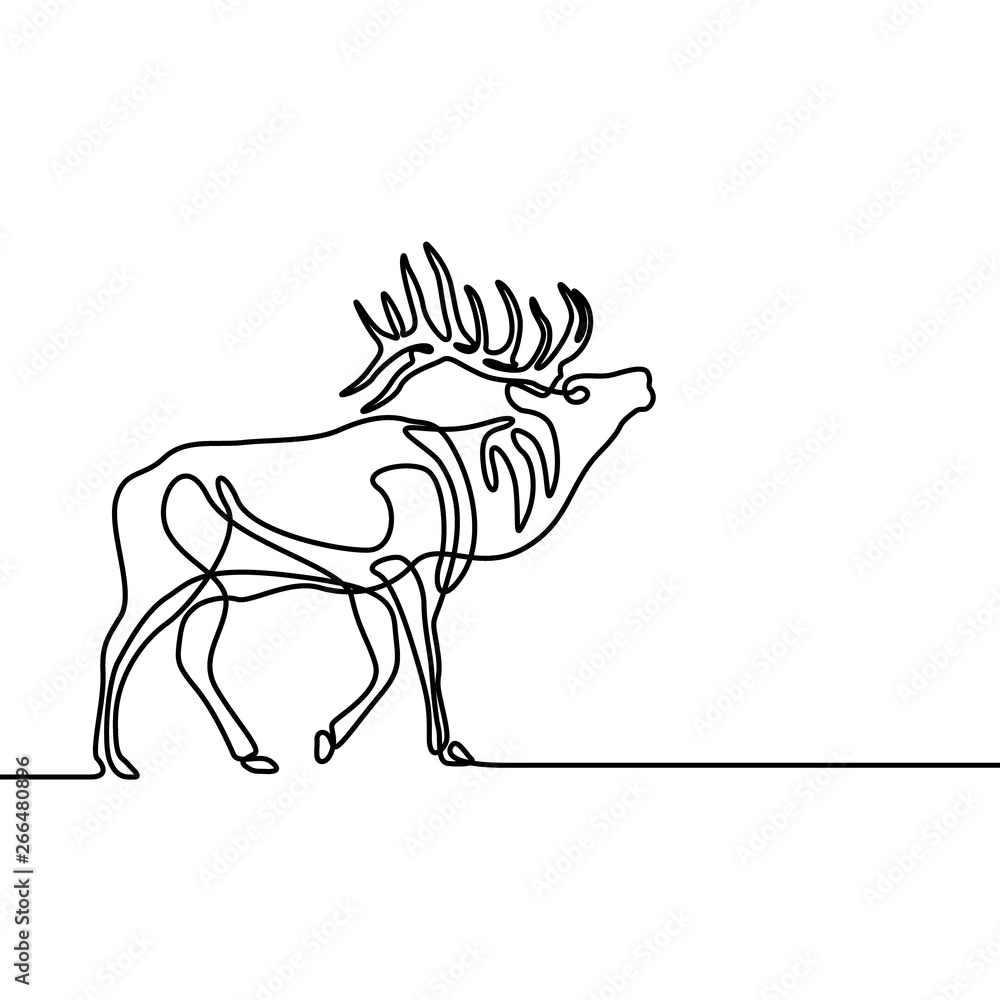 Continuous line howling Elk. Vector illustration. Stock Vector | Adobe ...