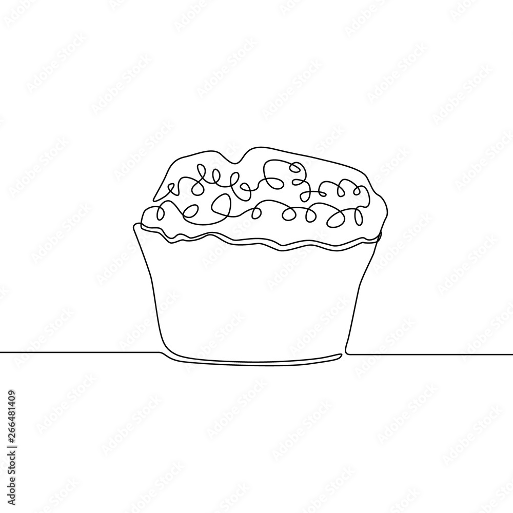 Continuous line muffin. Vector illustration. Stock Vector | Adobe Stock