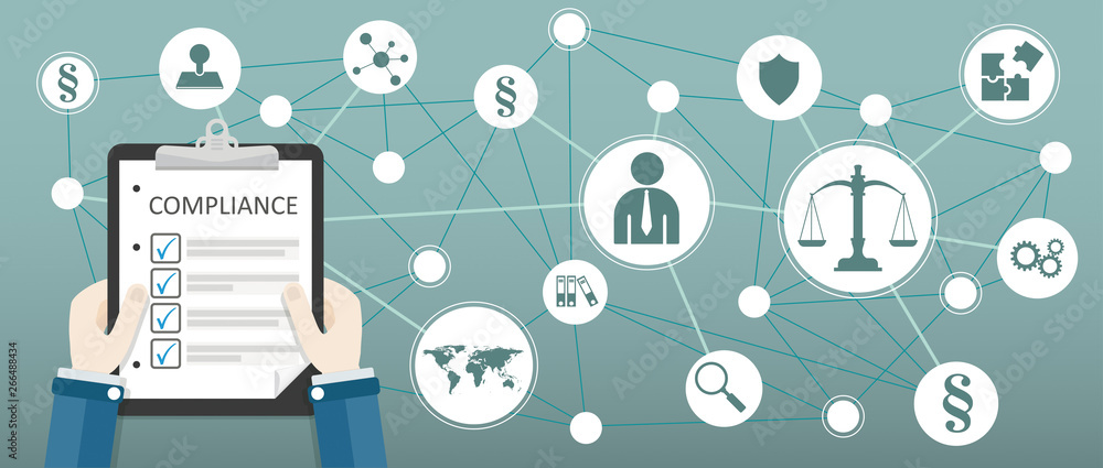 Poster Compliance Circles Network Checklist Hands Paragraphs – Wall Art ...