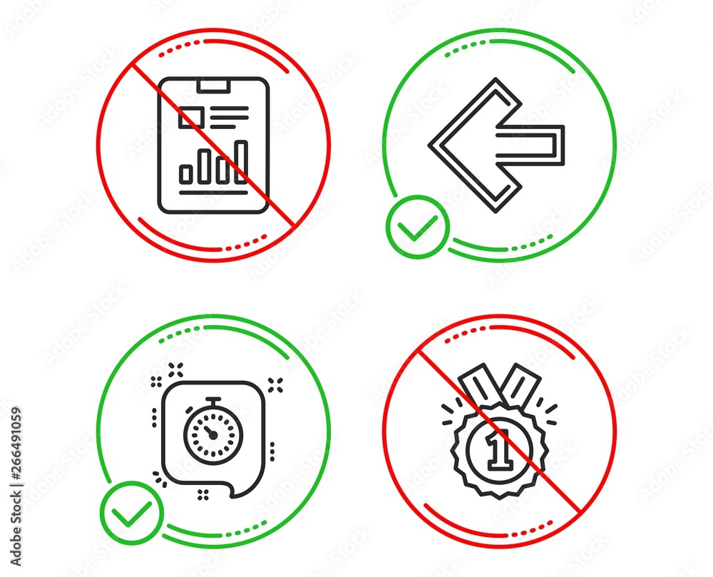 Do or Stop. Report document, Left arrow and Timer icons simple set ...
