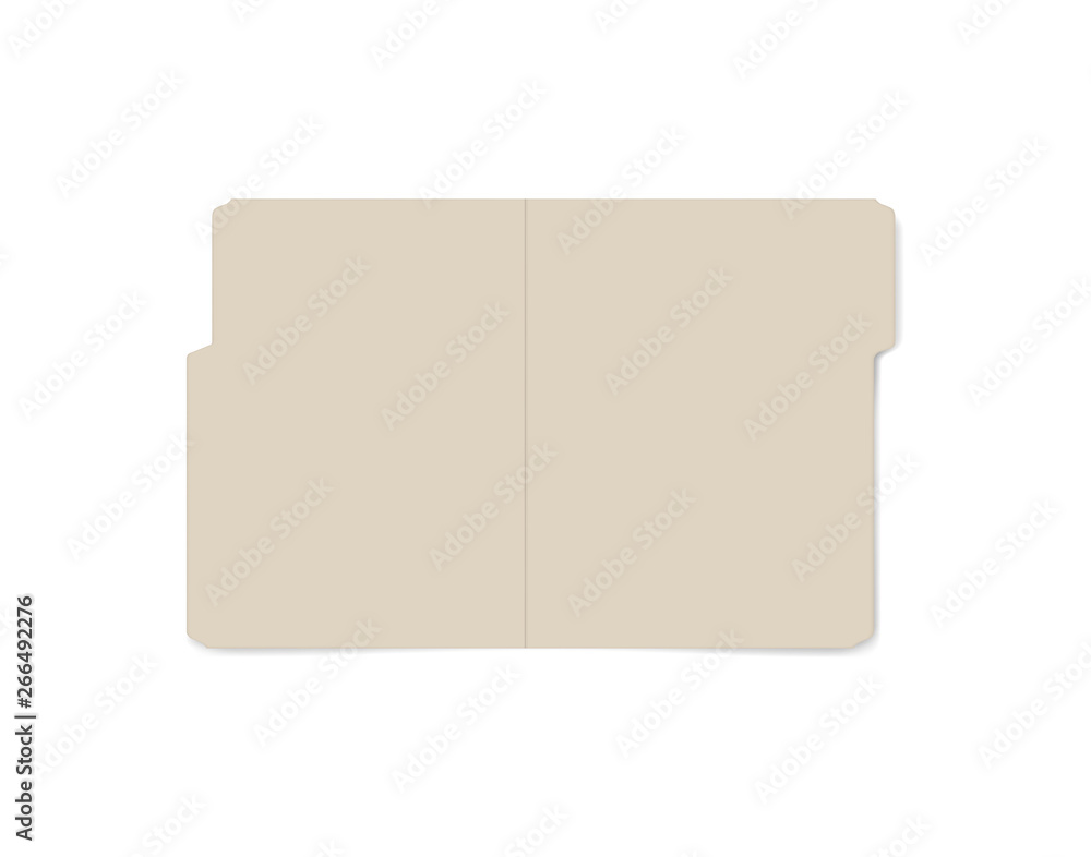 Poster Open tabbed file folder isolated on white background, realistic ...