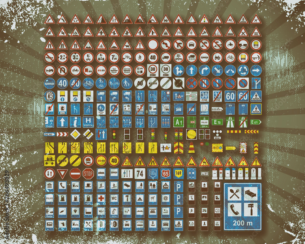 Traffic signs, metal background, texture. Stock Photo | Adobe Stock