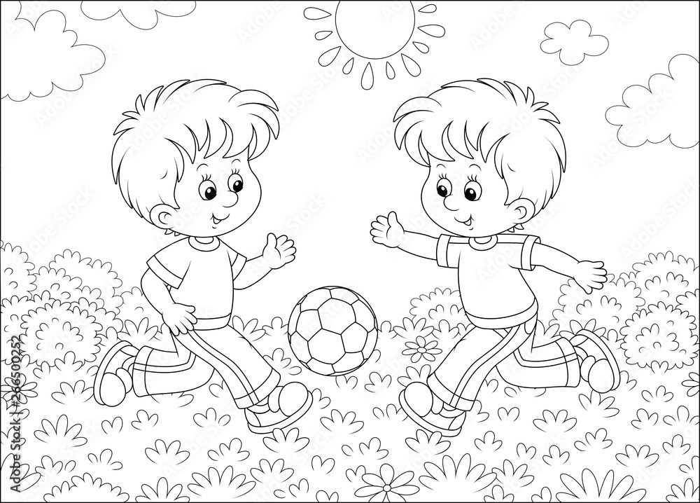 Boy Playing Football Clipart Black And White