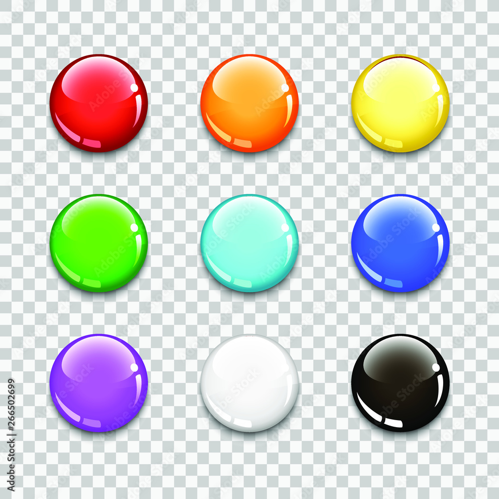 Isolated glossy circle badges or buttons on transparent background ...