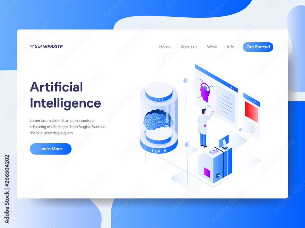 Landing page template of Artificial Intelligence Isometric Illustration ...