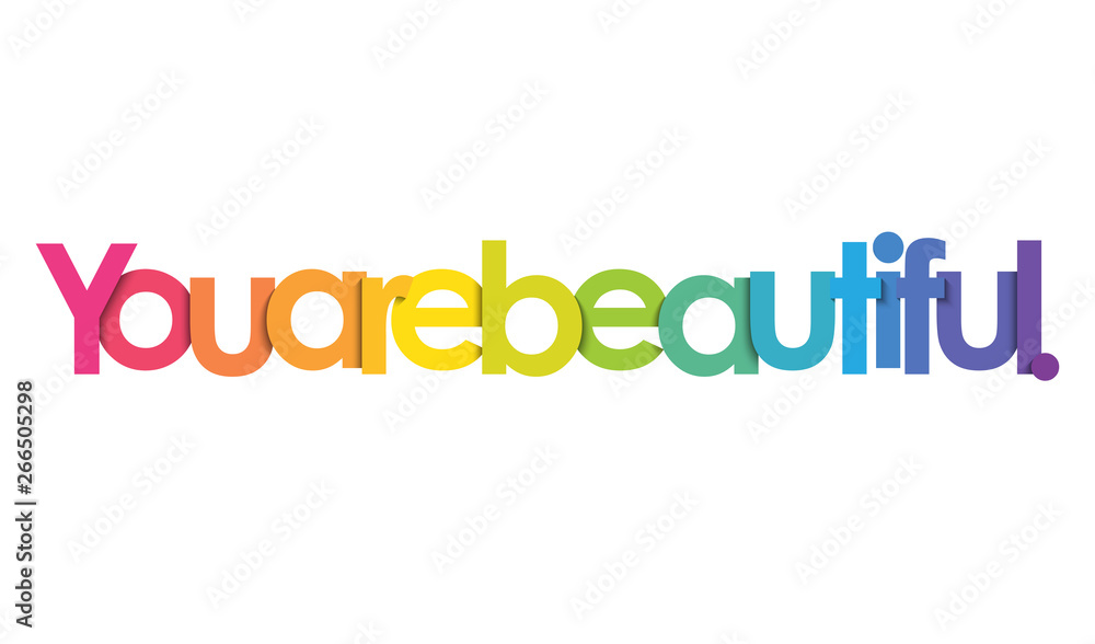 YOU ARE BEAUTIFUL. vector rainbow typography banner Stock Vector ...