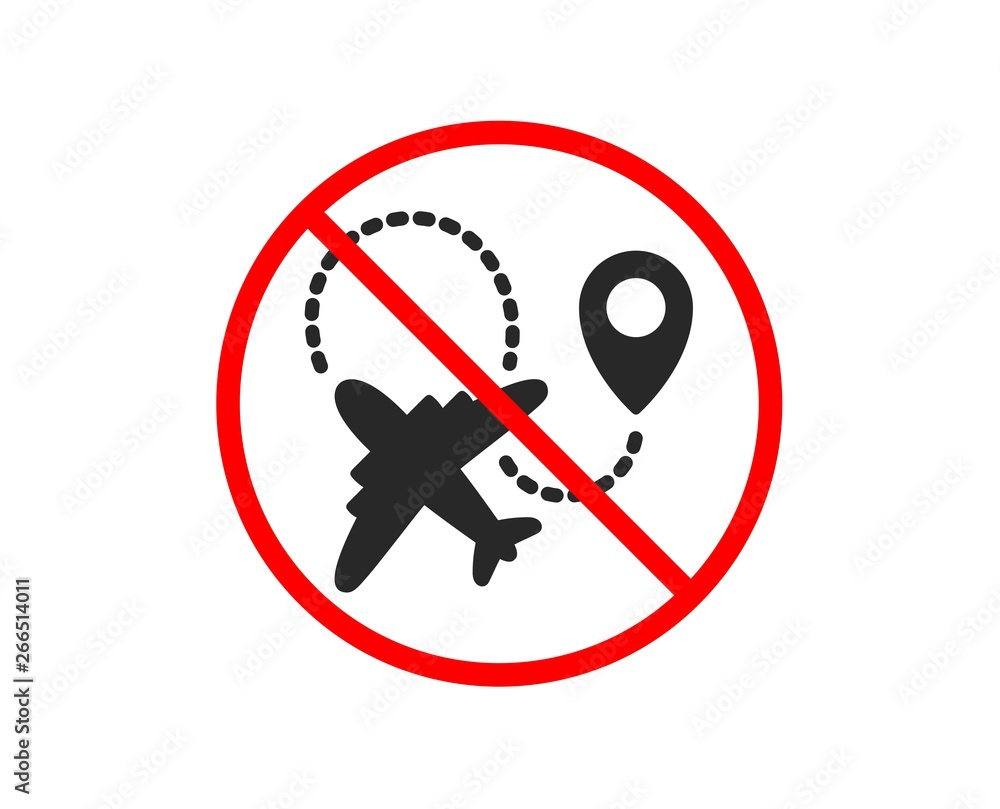 No or Stop. Airplane icon. Plane flight transport sign. Aircraft symbol ...