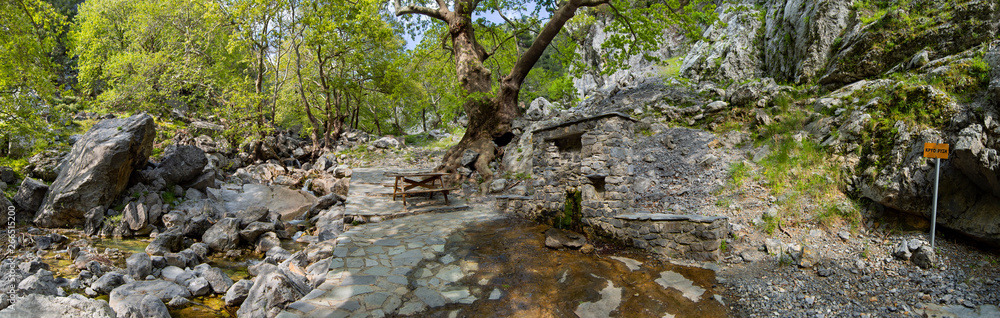 Panoramic view of the recreation Area under the plateaus at the water ...