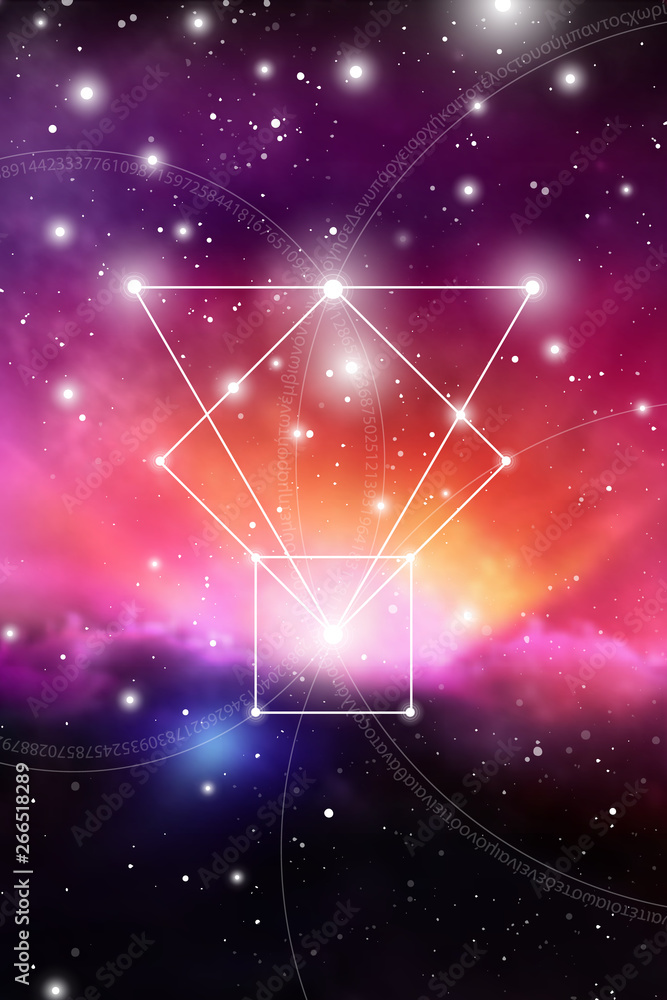 Sacred geometry art with golden ratio numbers, interlocking circles ...