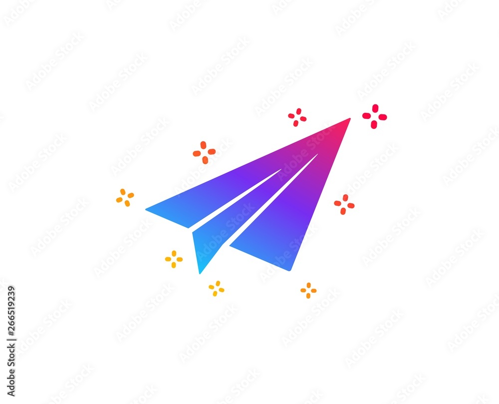 Paper plane icon. Airplane flight transport sign. Share symbol. Dynamic ...