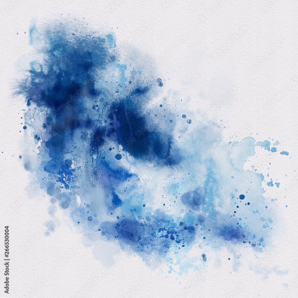 Hand painted blue watercolor background. Watercolor wash. Blue brush ...