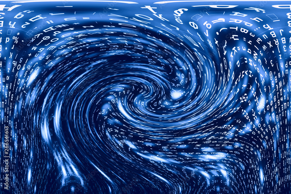 Blue matrix digital background. Distorted cyberspace concept ...