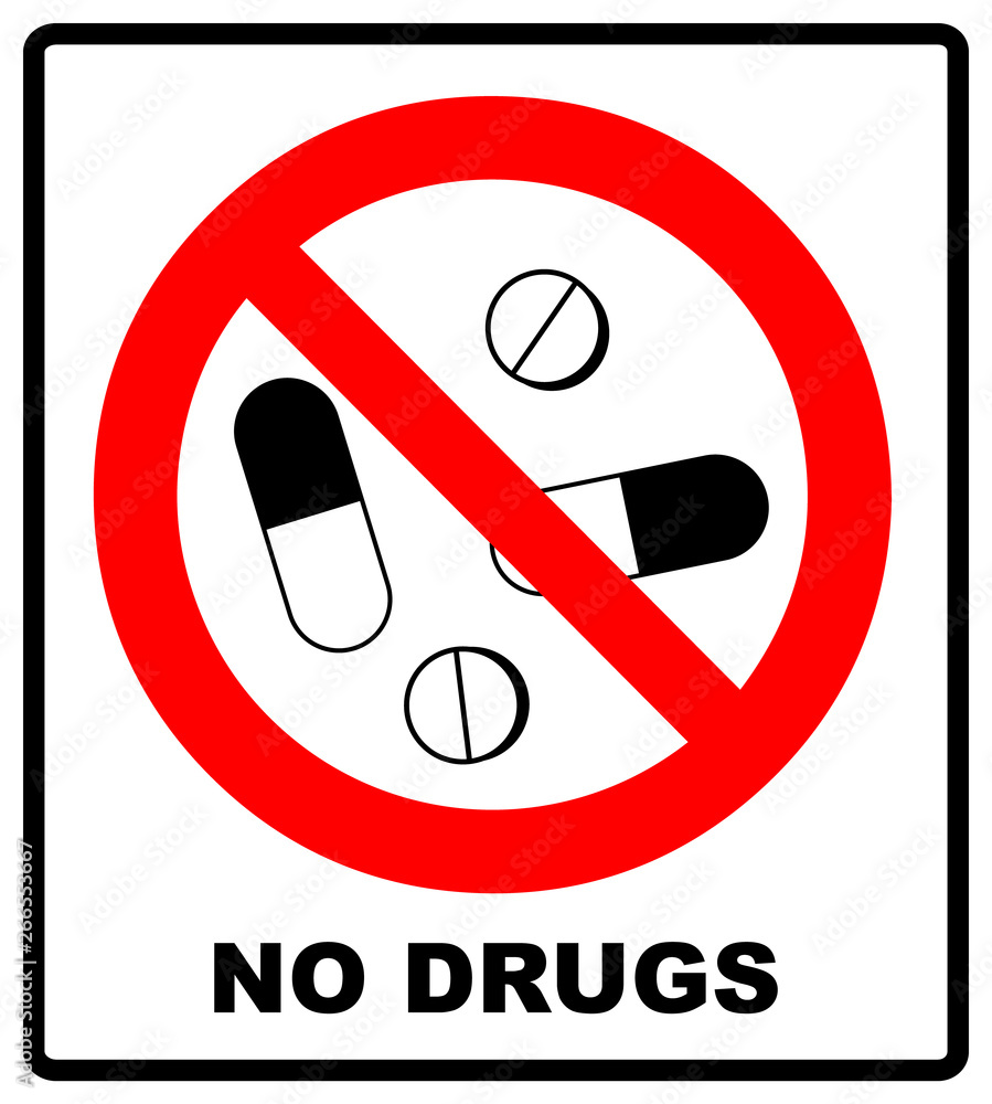 No pills sign, isolated on white background, illustration isolated on ...
