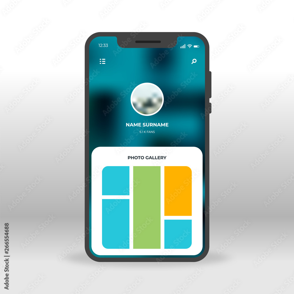 Blue green and orange social network profile UI, UX, GUI screen for ...