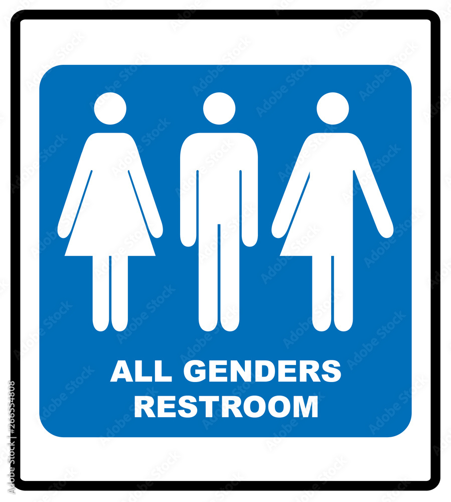 All gender restroom sign. Male, female transgender. illustration. Stock ...