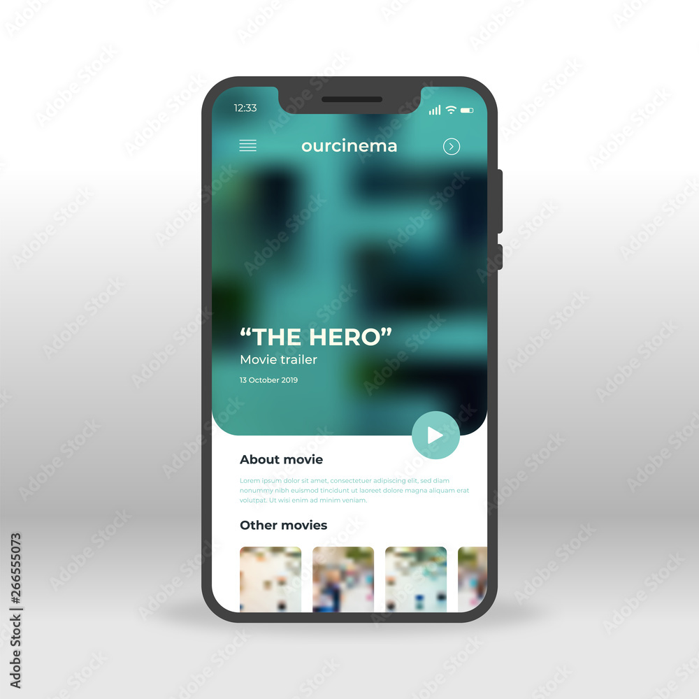 Green Online Cinema UI, UX, GUI screen for mobile apps design. Modern ...