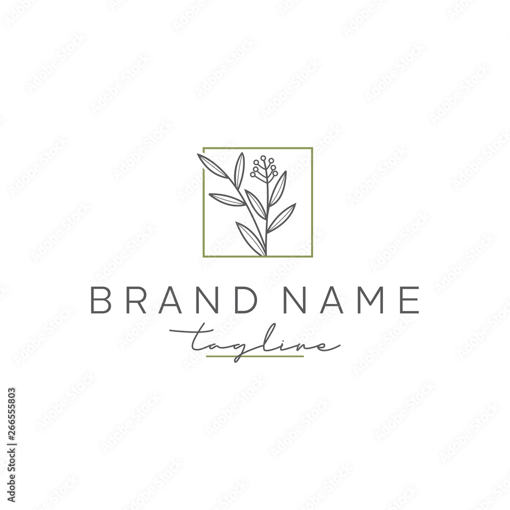 branch flower logo design Stock Vector | Adobe Stock