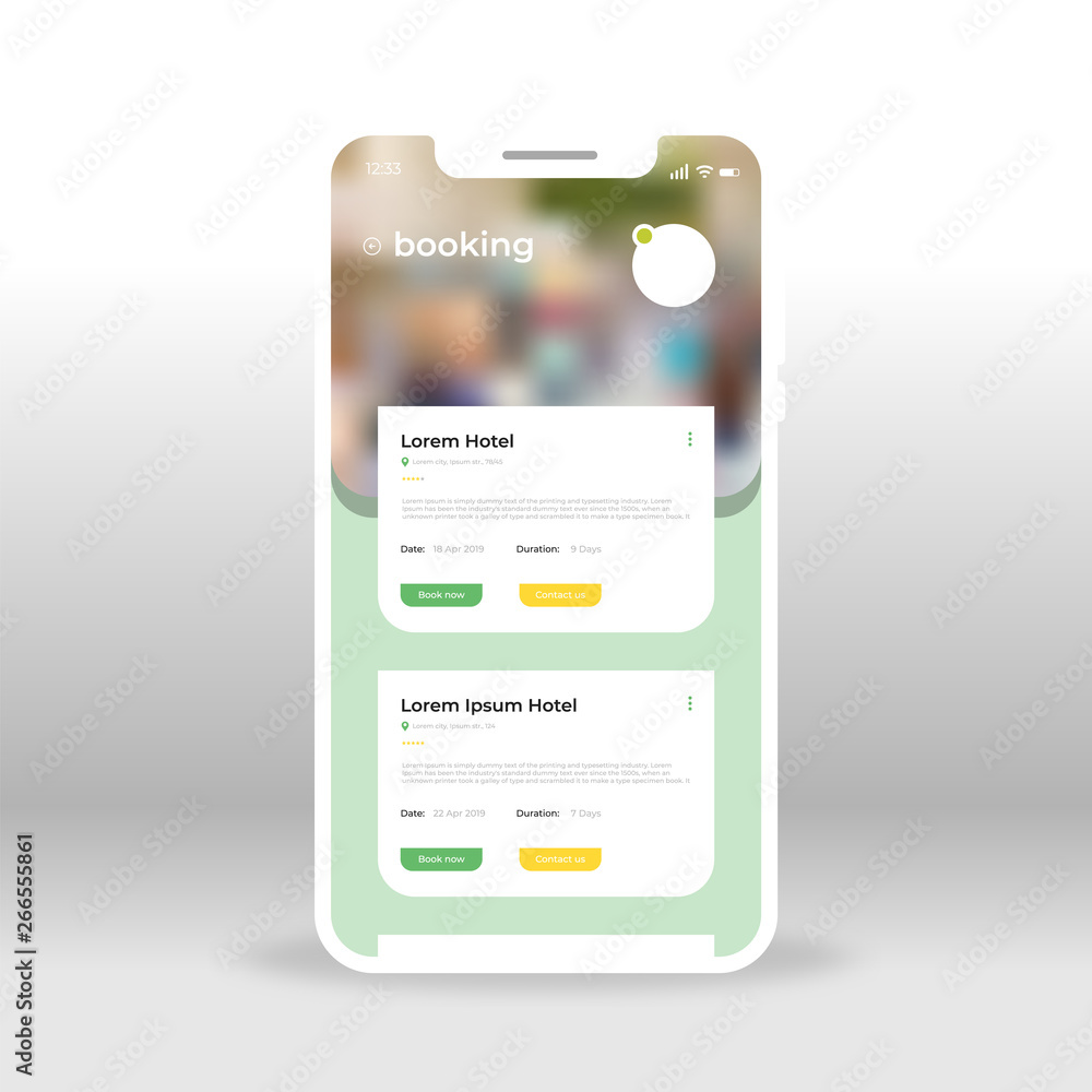 Green hotel booking UI, UX, GUI screen for mobile apps design. Modern ...