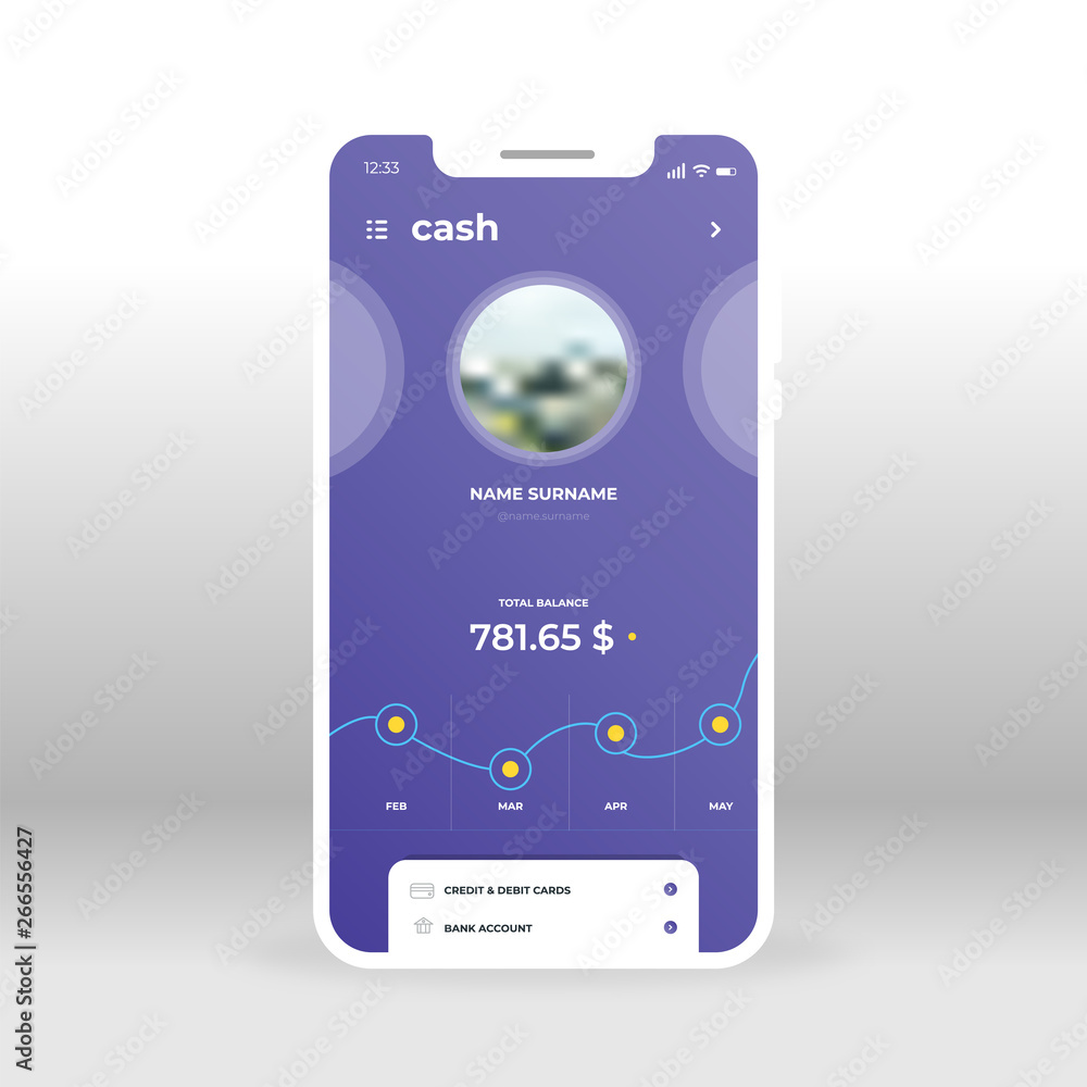 Purple cash page of online banking UI, UX, GUI screen for mobile apps ...